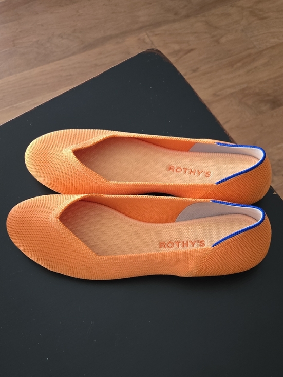 Rothy's | Shoes | Rothys Orange Knit Slipon Ballet Flats With Blue Trim ...